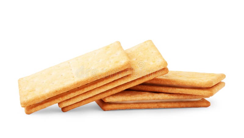 Cracker Stack on White Background Stock Image - Image of color, baked ...