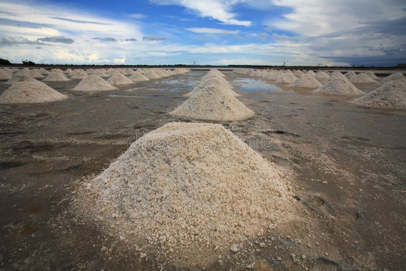 Stack of Salt in Farm Against Blue Sky, Samut Sakhon Stock Image ...