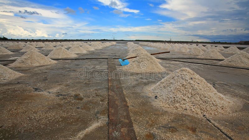 Stack of Salt on Pan Against Blue Sky Stock Photo - Image of industry ...