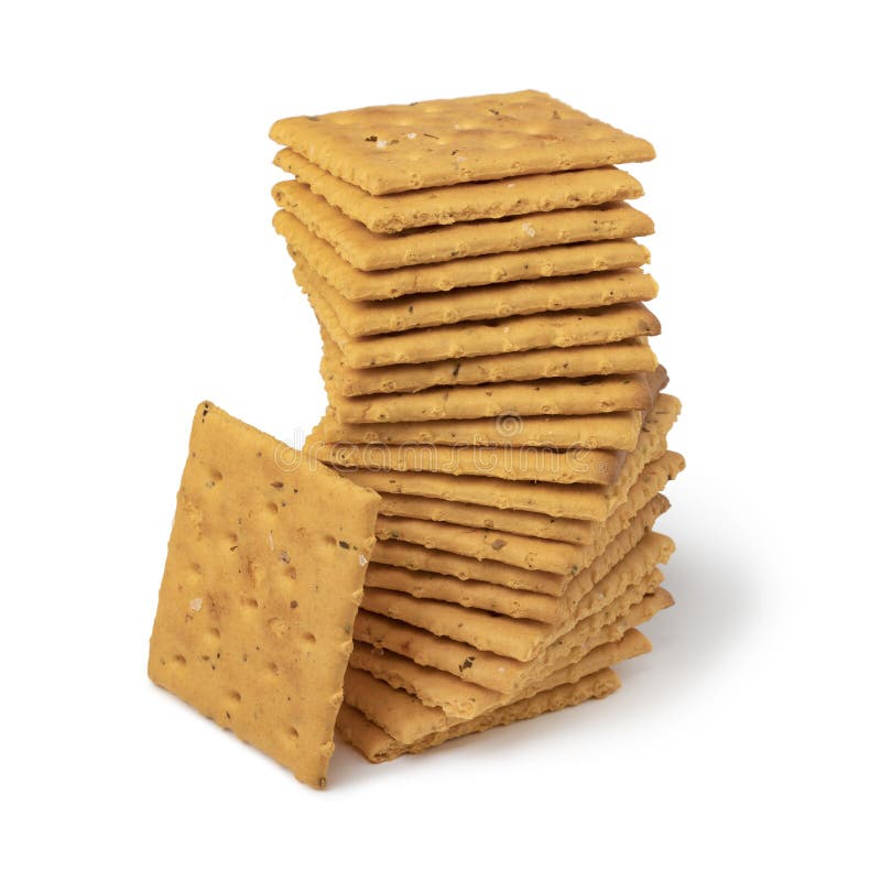 Stack of Salted Mini Crackers with Tomato and Basil Stock Photo - Image ...