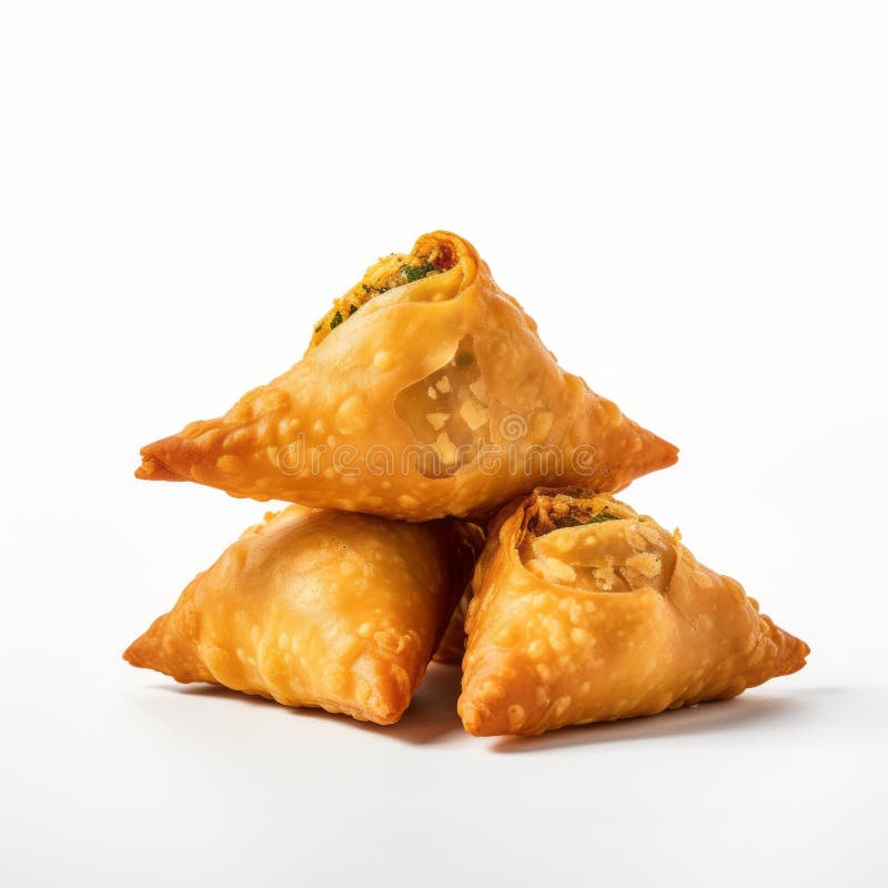 Stack of Samosa on White Surface: Traditional Poses in Dark Gold and ...
