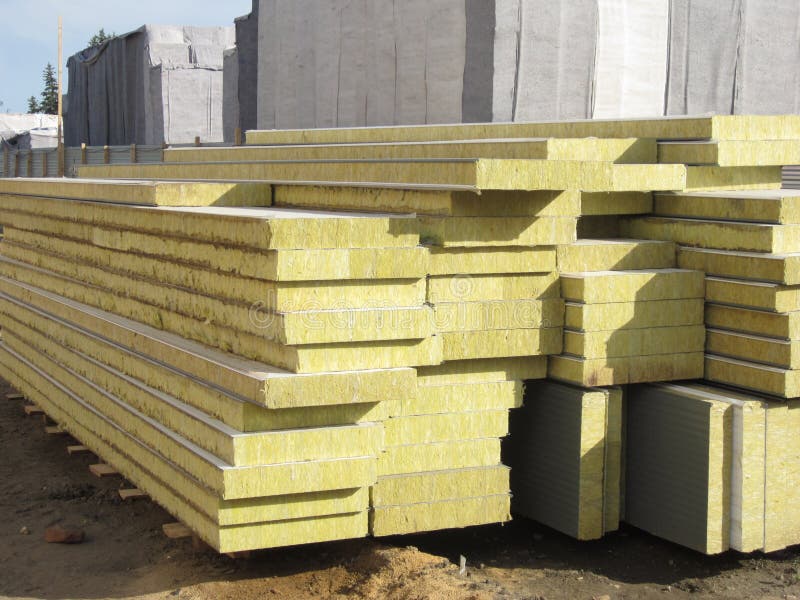 Stack of Sandwich Panels at a Construction Site Stock Photo - Image of ...