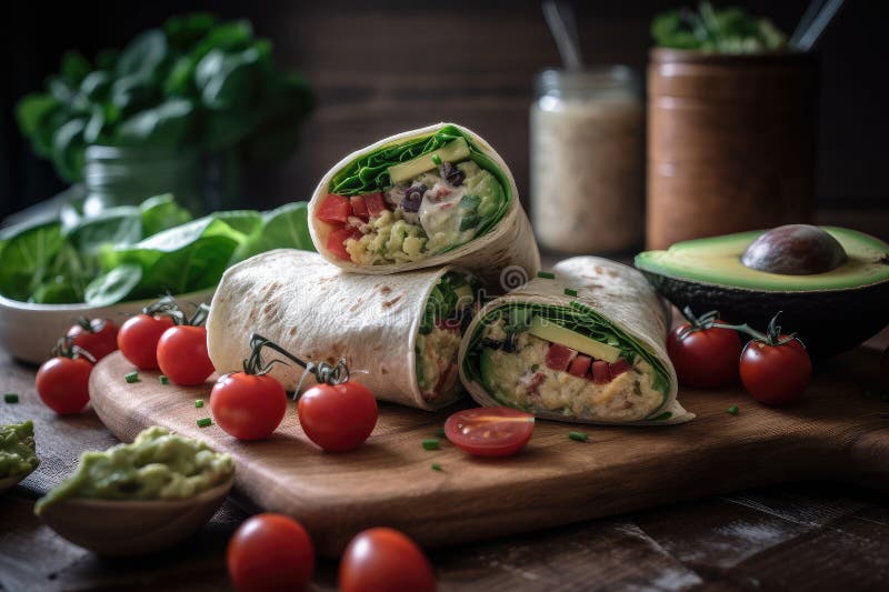 Stack of Sandwich Wraps Filled with Fresh Ingredients and Creative ...