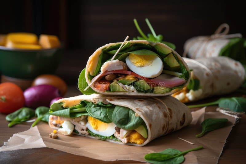Stack of Sandwich Wraps Filled with Fresh Ingredients and Creative ...