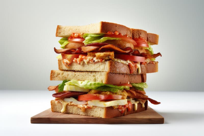 Stack of Sandwiches on Cutting Board Stock Illustration - Illustration ...