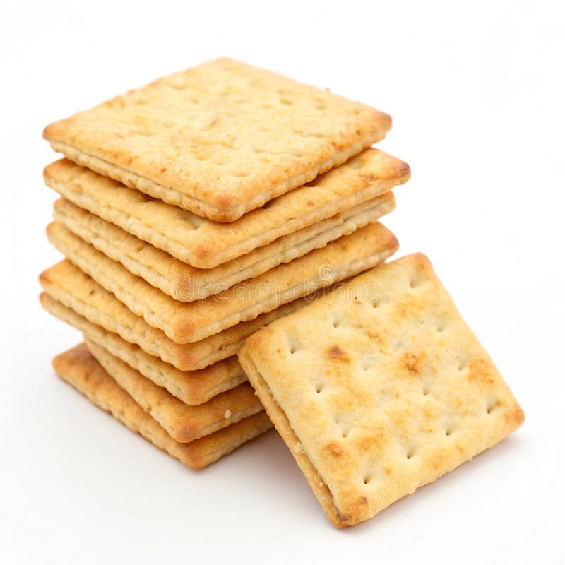 Stack of Savory Square Crackers Isolated on White Background Stock ...