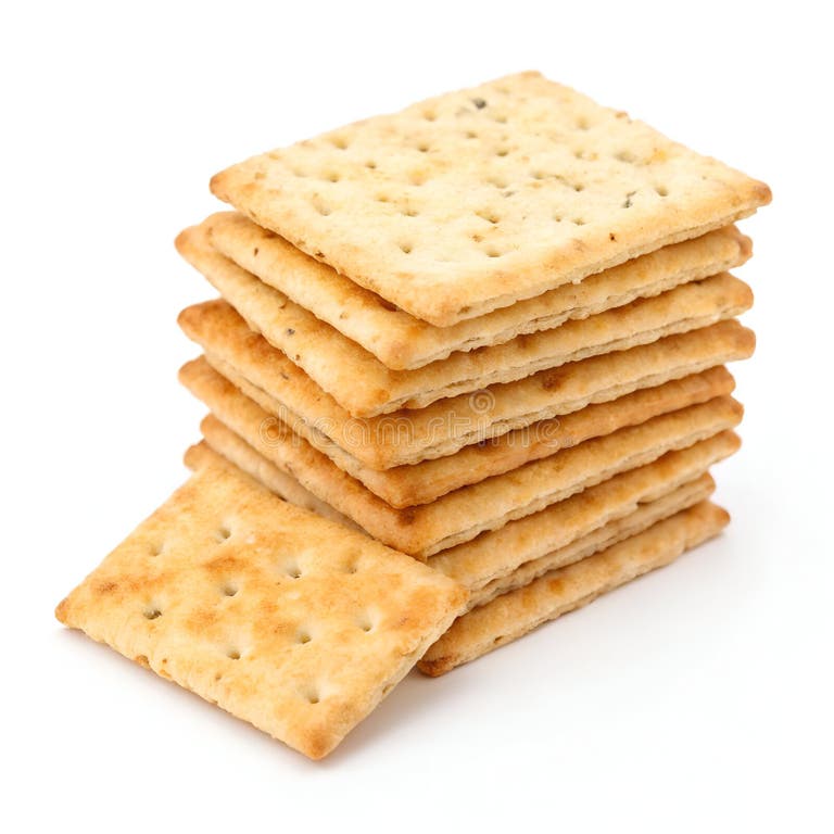 Stack of Savory Square Crackers Isolated on White Background Stock ...