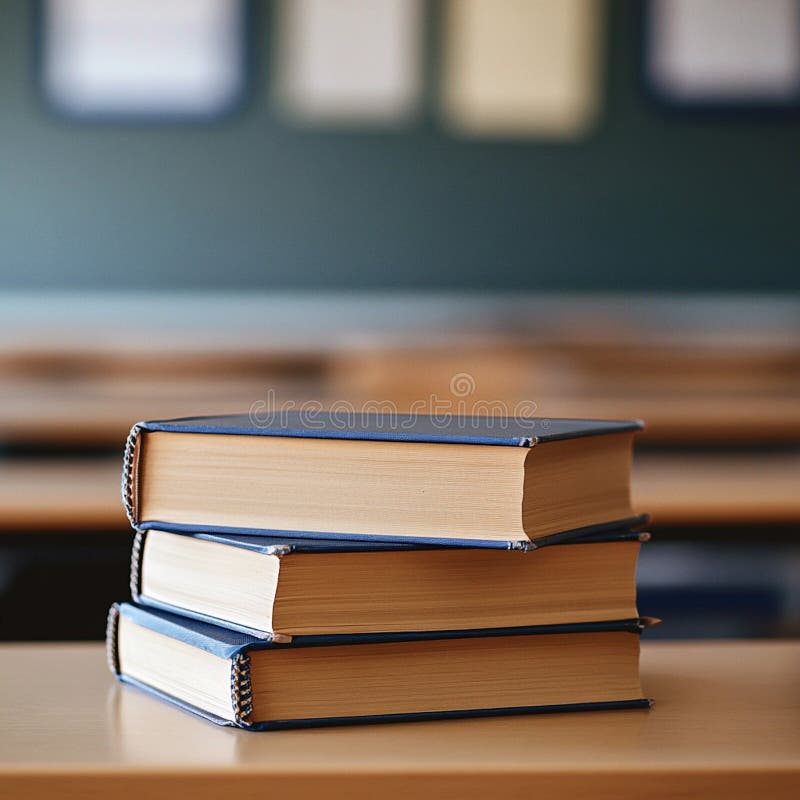 Stack of School Books in a Classroom. Generative AI Stock Illustration ...