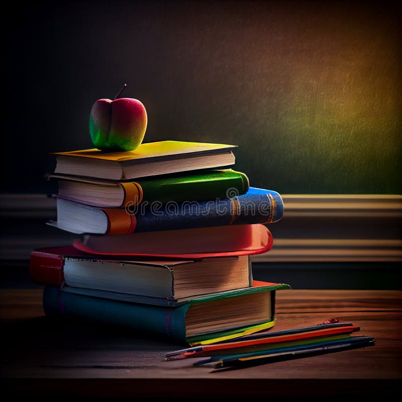 Stack of School Books, Generative AI Stock Illustration - Illustration ...
