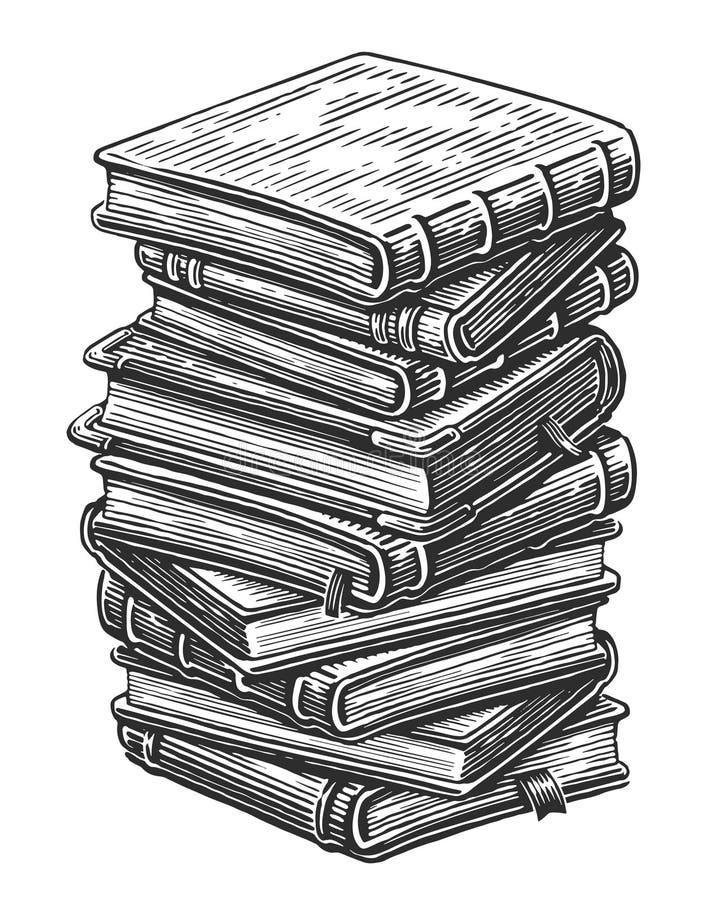 Stack of School Books. Textbooks in Pile. Education Concept. Hand Drawn ...