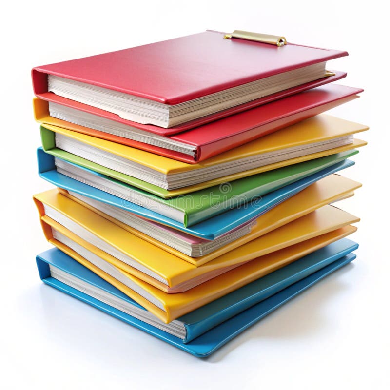 Stack of School Folders Isolated on White Background Stock Photo ...