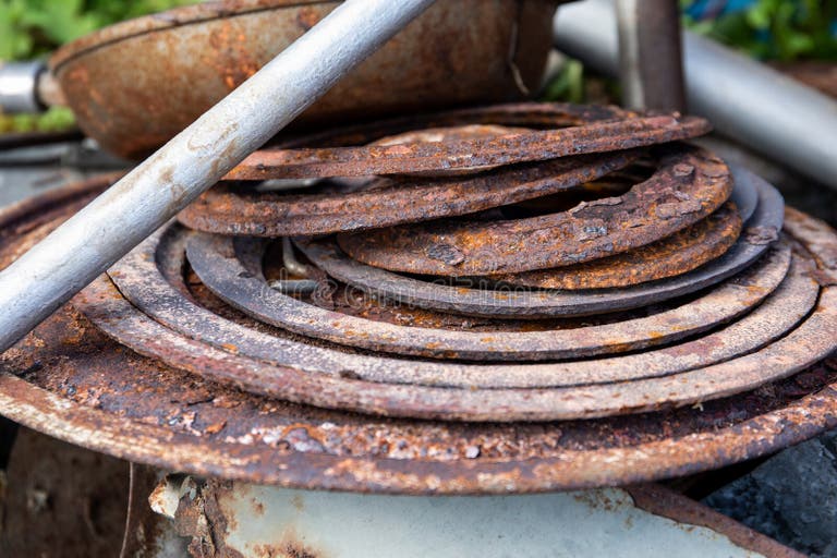 Stack of scrap metal. stock image. Image of factory - 195140263