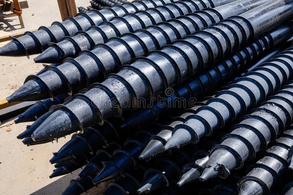 Stack of Piles for House Foundation Stock Image - Image of installation ...