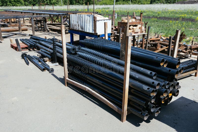 Stack of Piles for House Foundation Stock Image - Image of group ...