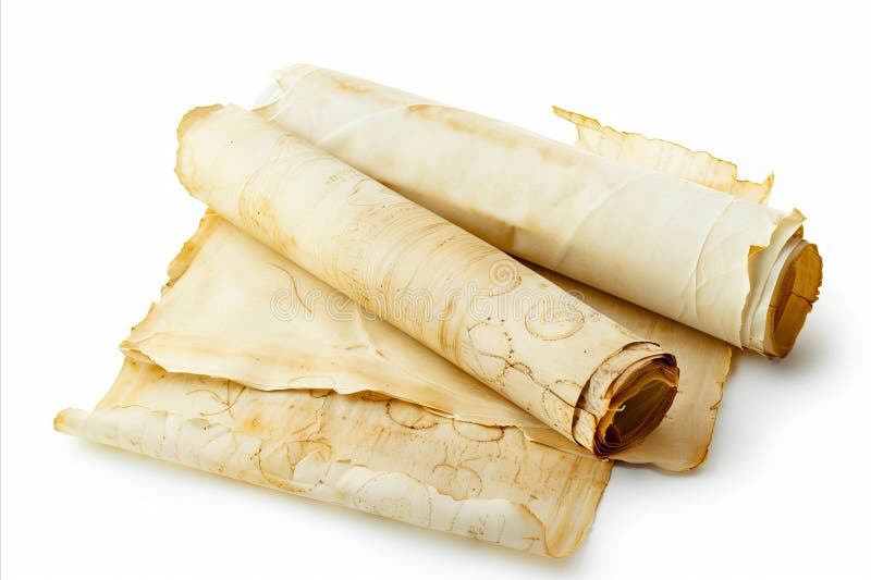 A Stack of Scrolls of Parchment Paper on a White Background Stock Image ...
