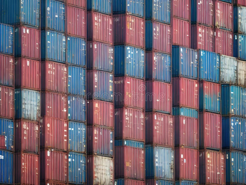 Stack of Sea Cargo Containers. Stock Image - Image of steel, stacked ...
