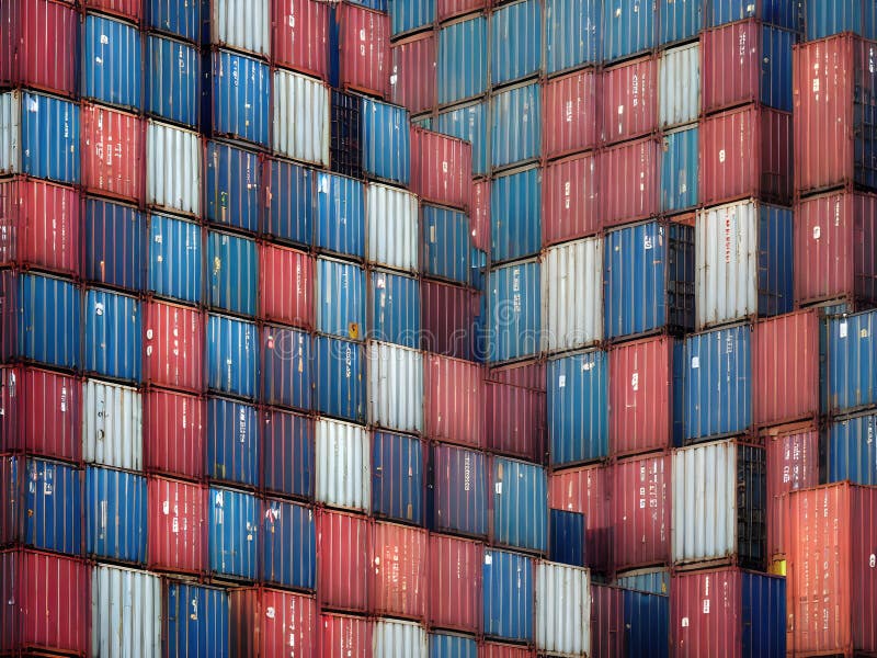 Stack of Sea Cargo Containers. Stock Image - Image of trade ...