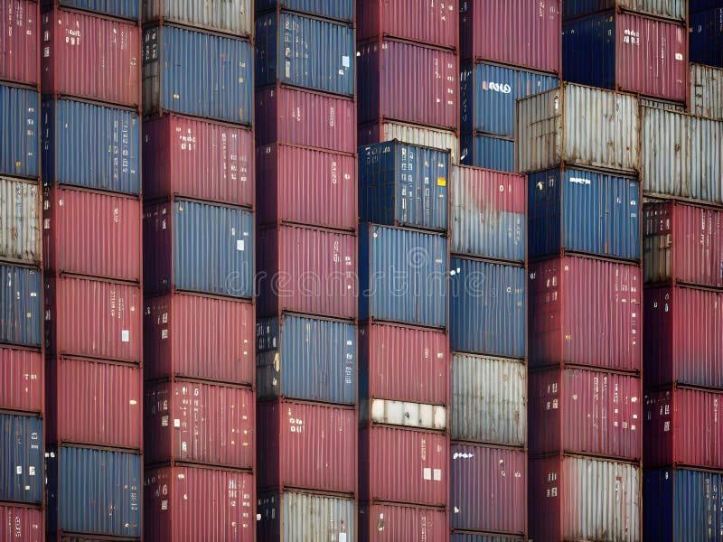 Stack of Sea Cargo Containers. Stock Photo - Image of storage ...