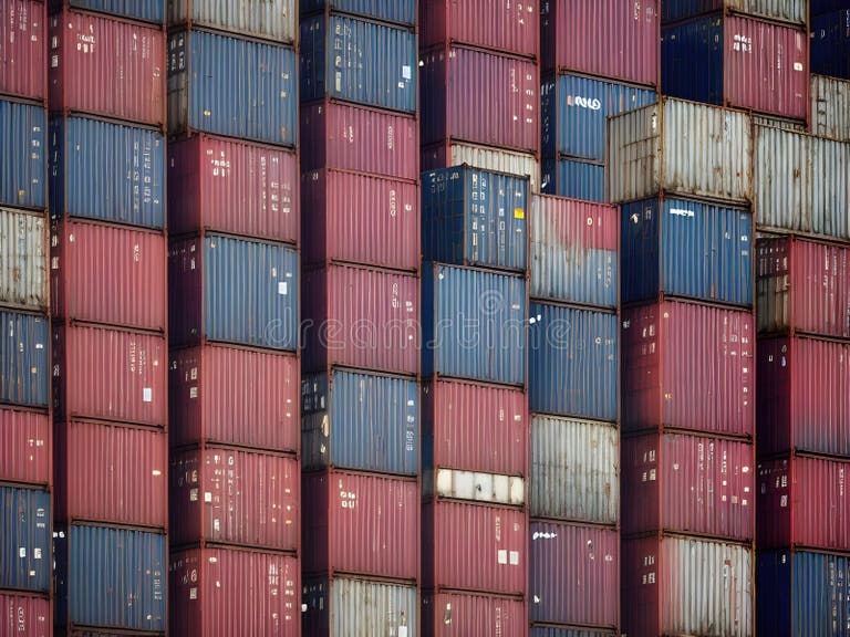 Stack of Sea Cargo Containers. Stock Photo - Image of storage ...