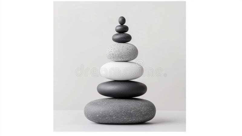 A Stack of Seven Black and White Spheres of Varying Sizes. Stock Image ...