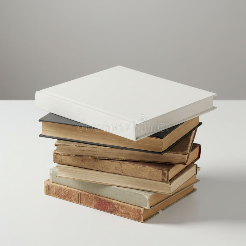 A Stack of Seven Books, Each with Different Cover Colors and Textures ...