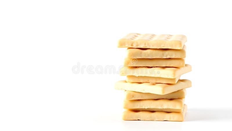 A Stack of Seven Cream-colored Square-shaped Biscuits is Lined Up ...