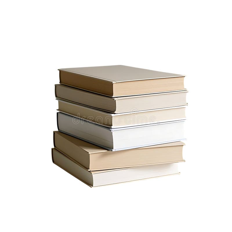 A Stack of Seven Hardcover Books with Neutral Colored Covers on a Plain ...