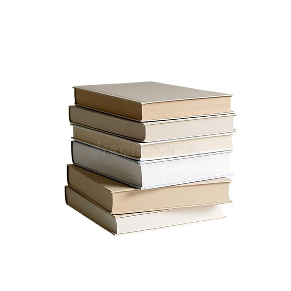 A Stack of Seven Hardcover Books with Neutral Colored Covers on a Plain ...