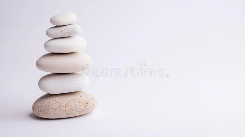 A Stack of Seven Pebbles in Various Shades of White and Beige. Stock ...