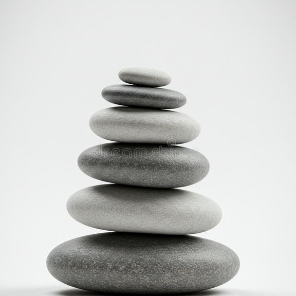 A Stack of Seven Smooth, Rounded Stones of Varying Sizes is Balanced in ...