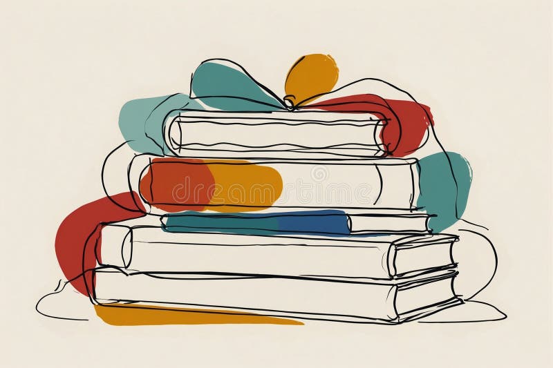 Stack Several Closed Books. in Illustration Style Stock Illustration ...