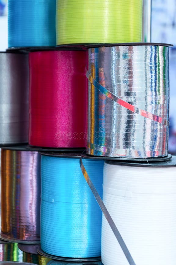 A Stack of Several Coils with a Multi-colored Ribbon Stock Image ...
