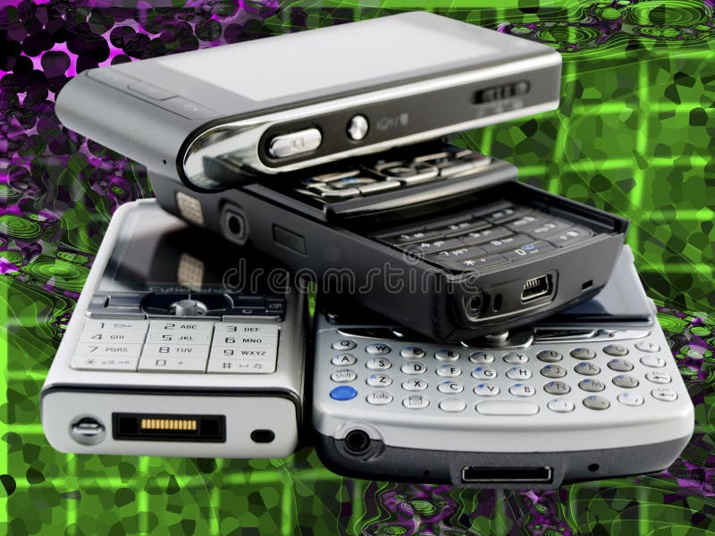 Stack Pile Of Several Modern Mobile Phones PDA Stock Image - Image of ...