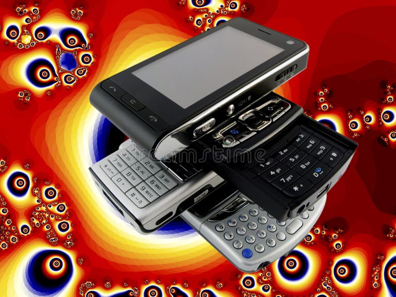 Stack of Several Modern Mobile Phones Stock Image - Image of pile ...