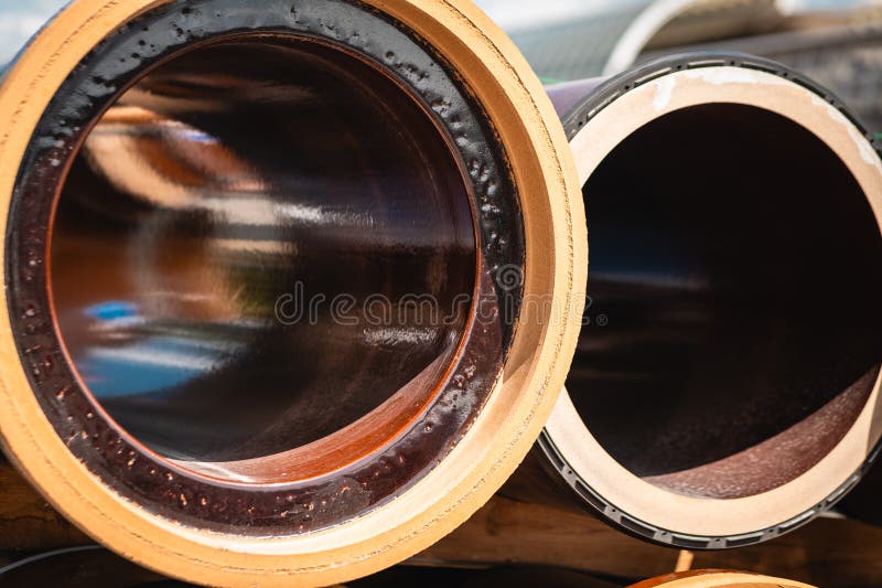 A Stack of Sewer Pipes on a Construction Site Stock Image - Image of ...