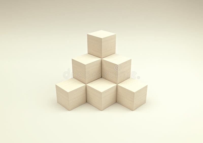 Stack in the Shape of a Pyramid of Stacked Wooden Cubes 3d Rendered ...