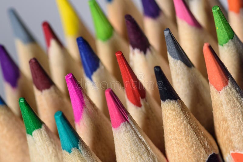 A Stack of Sharp Colored Pencils Close-up Stock Photo - Image of ...
