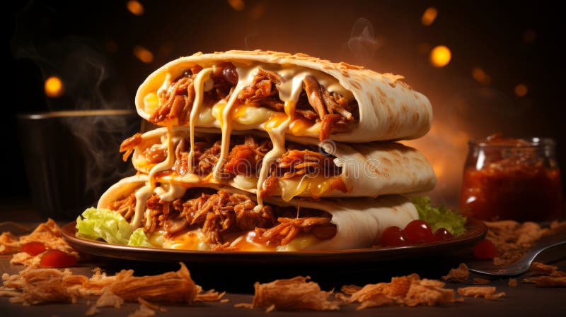 Stack of Shawarma on Yellow Background. Generative AI. Stock ...