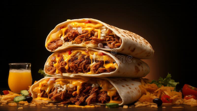 Stack of Shawarma on Yellow Background. Generative AI. Stock ...