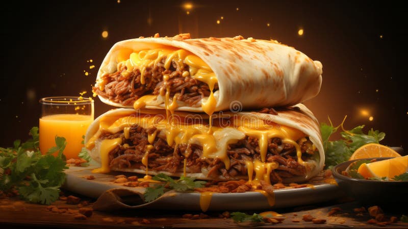 Stack of Shawarma on Yellow Background. Generative AI. Stock ...