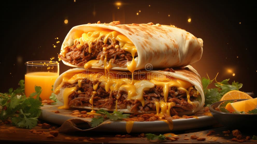 Stack of Shawarma on Yellow Background. Generative AI. Stock ...