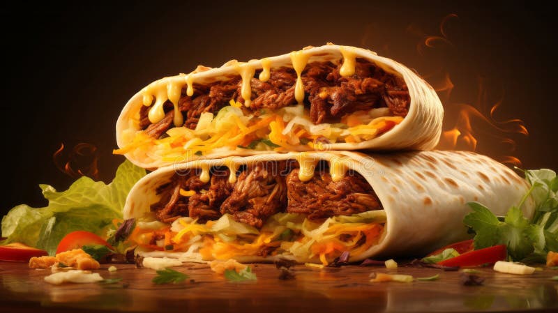 Stack of Shawarma on Yellow Background. Generative AI. Stock ...