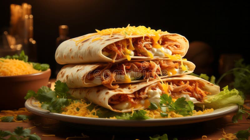 Stack of Shawarma on Yellow Background. Generative AI. Stock ...