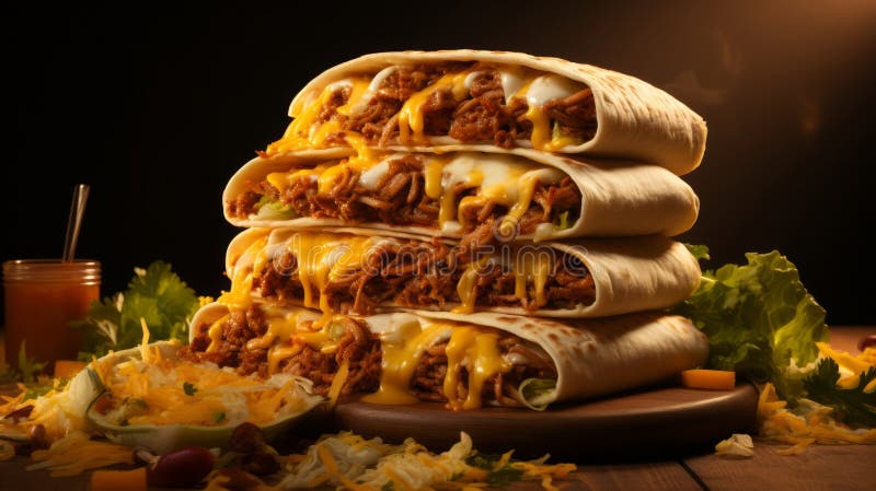 Stack of Shawarma on Yellow Background. Generative AI. Stock ...