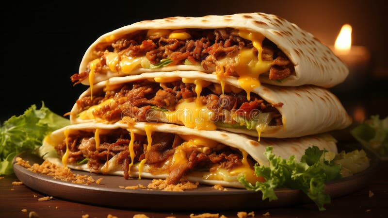 Stack of Shawarma on Yellow Background. Generative AI. Stock ...