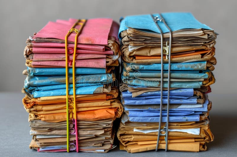 A Stack of Sheets of Paper on the Table, Paper Documents Stuck on the ...