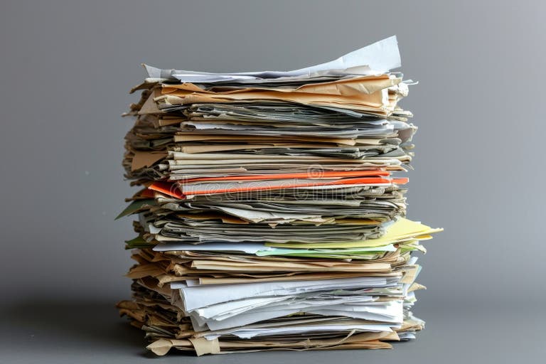 A Stack of Sheets of Paper on the Table, Paper Documents Stuck on the ...