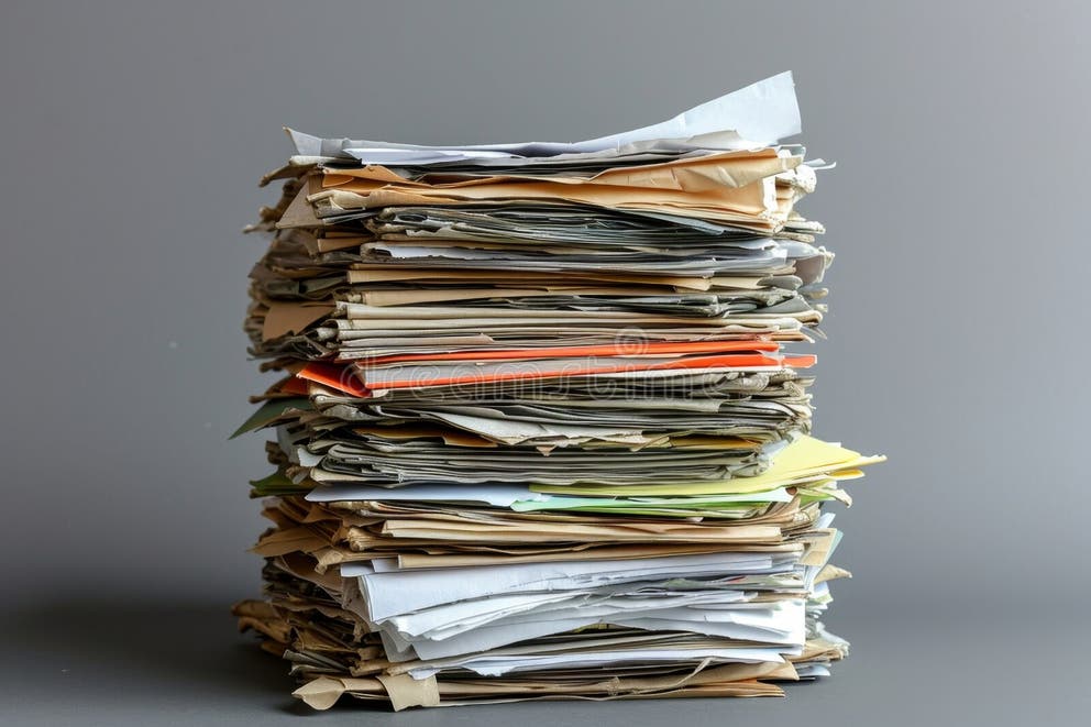 A Stack of Sheets of Paper on the Table, Paper Documents Stuck on the ...