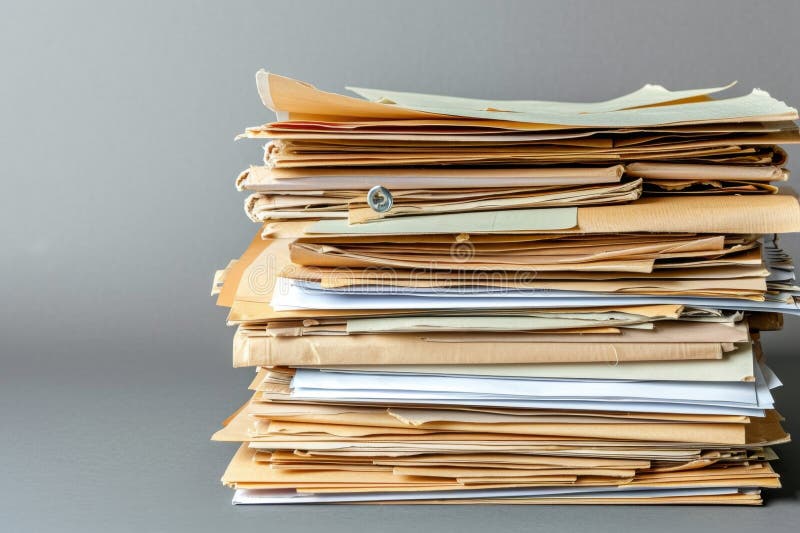 A Stack of Sheets of Paper on the Table, Paper Documents Stuck on the ...