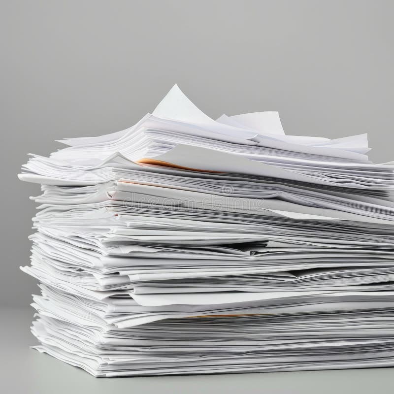 A Stack of Sheets of Paper on the Table, Paper Documents Stuck on the ...